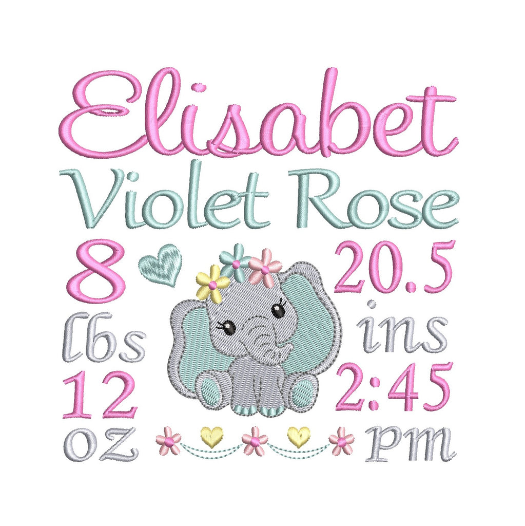 Baby Birth Announcement Template Embroidery | Rosieday Embroidery ...