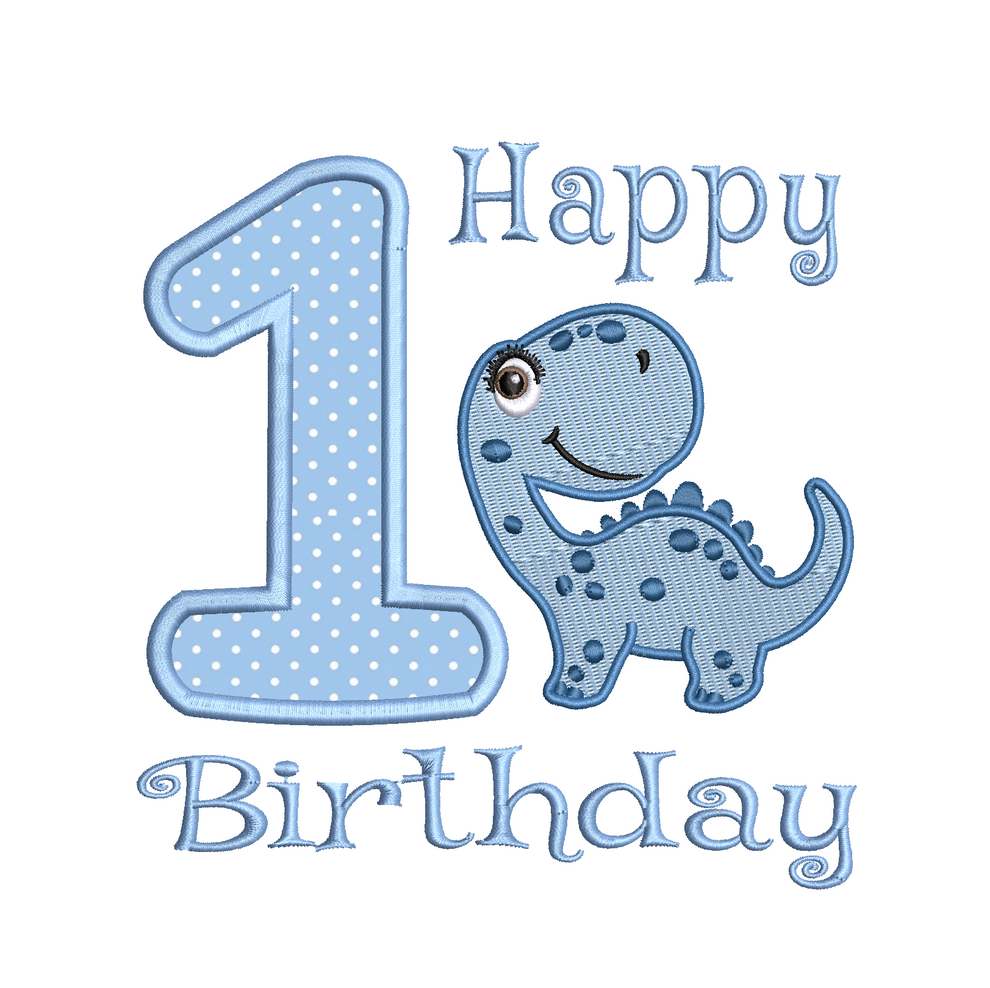 1st Birthday Applique Machine Embroidery Design | Rosieday Embroidery ...
