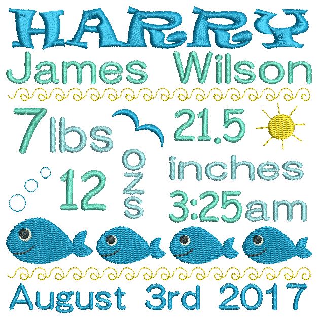 Baby Birth Announcement -Custom Embroidery Design | Rosieday Embroider ...