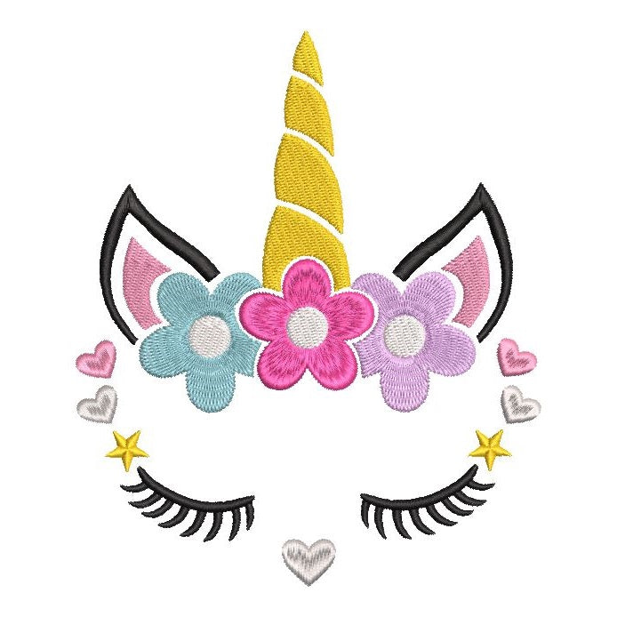 Sweet Unicorn Face Machine Embroidery Design | Rosieday Embroidery ...
