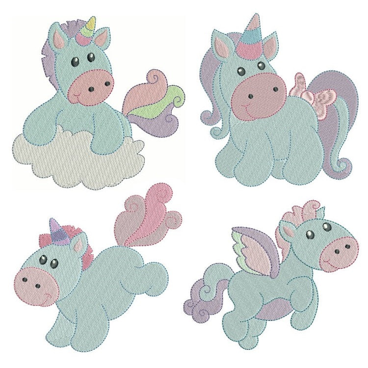 Sweet Unicorns Machine Embroidery Set | Rosieday Embroidery ...