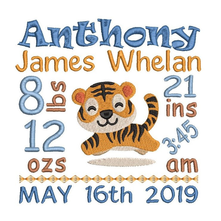 Baby Birth Announcement Custom Embroidery Design | Rosieday Embroidery ...