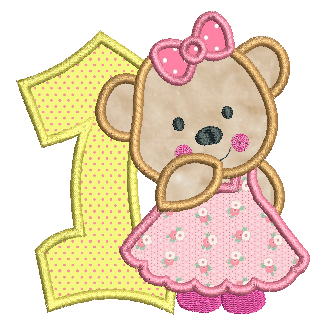 Girl's 1st Birthday Applique Embroidery Design | Rosieday Embroidery ...