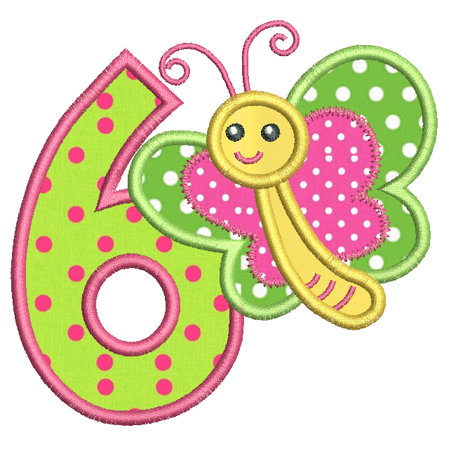 Girl's 6th Birthday Applique Embroidery Design | Rosieday Embroidery ...