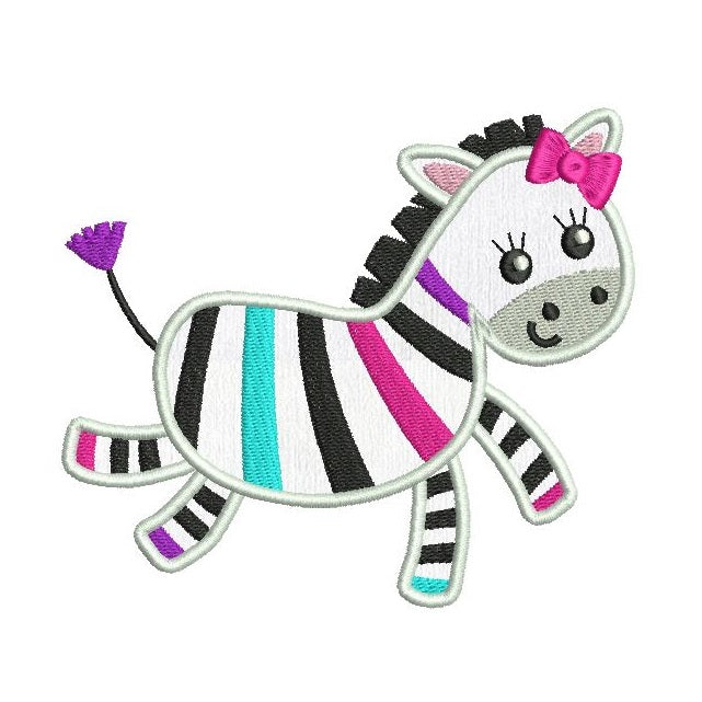 Cute Zebra Applique Machine Embroidery Design | Rosieday Embroidery ...