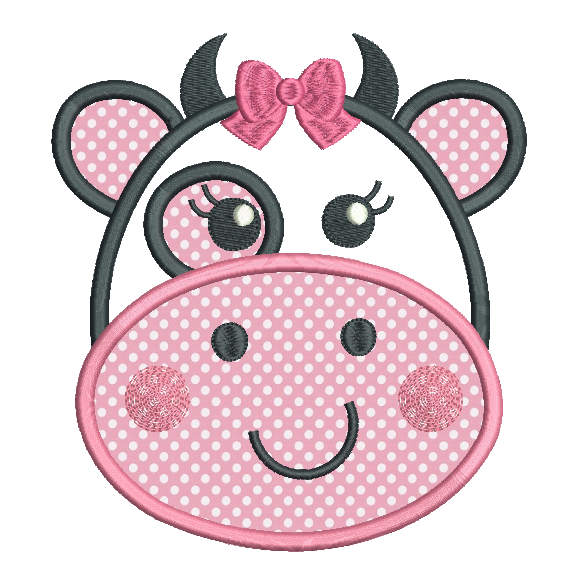 Cow Face Applique Machine Embroidery Design | Rosieday Embroidery ...