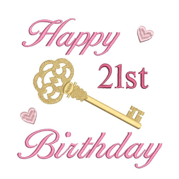 21st Birthday Machine Embroidery Design | Rosieday Embroidery ...